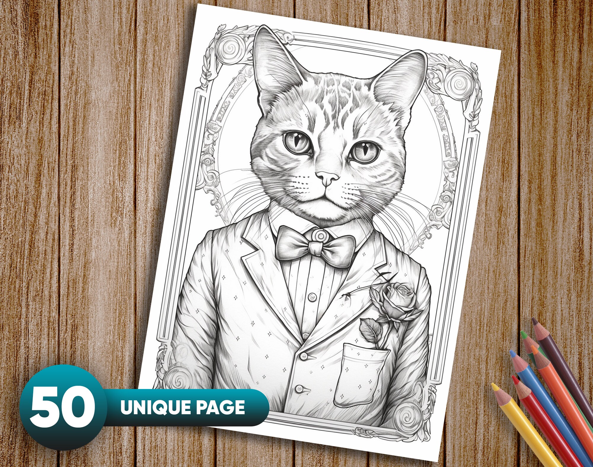 Gentleman Cat Coloring Pages Gentlemeow Instant Download - Etsy