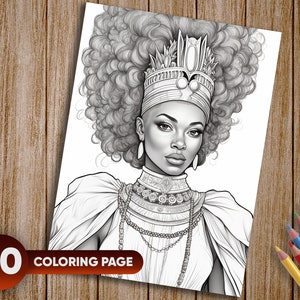 Black Queen Coloring Book: 30 Grayscale Illustrations (printable PDF ...