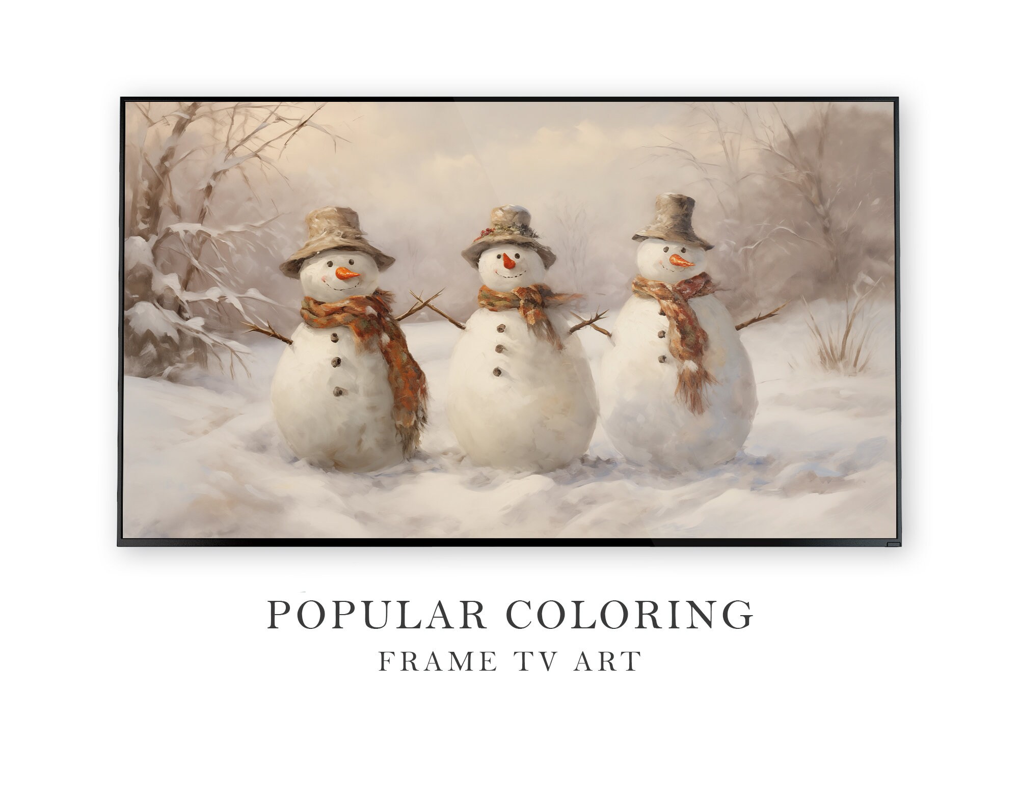 Christmas Frame TV Art Christmas Snowman Christmas Wall Art Winter ...
