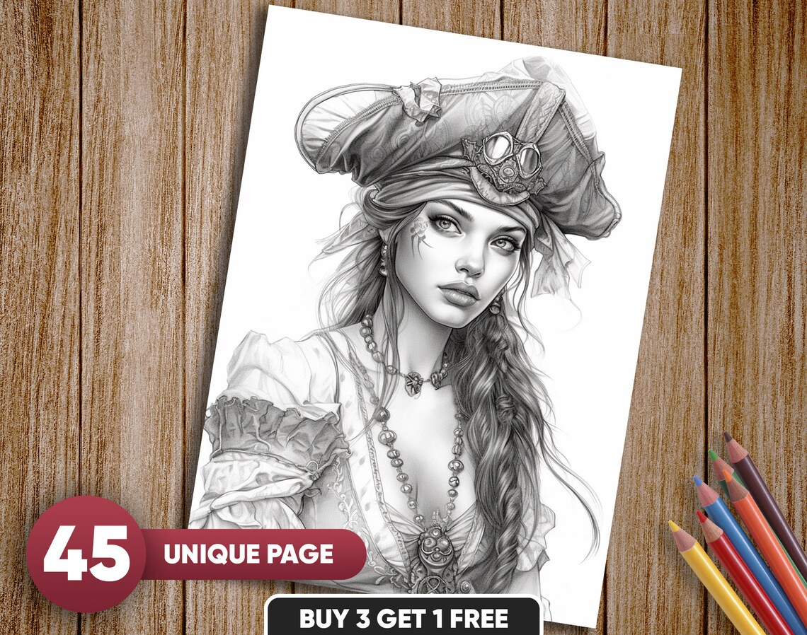 45 Pirate Women Coloring Pages for Adults and for Kids - Etsy