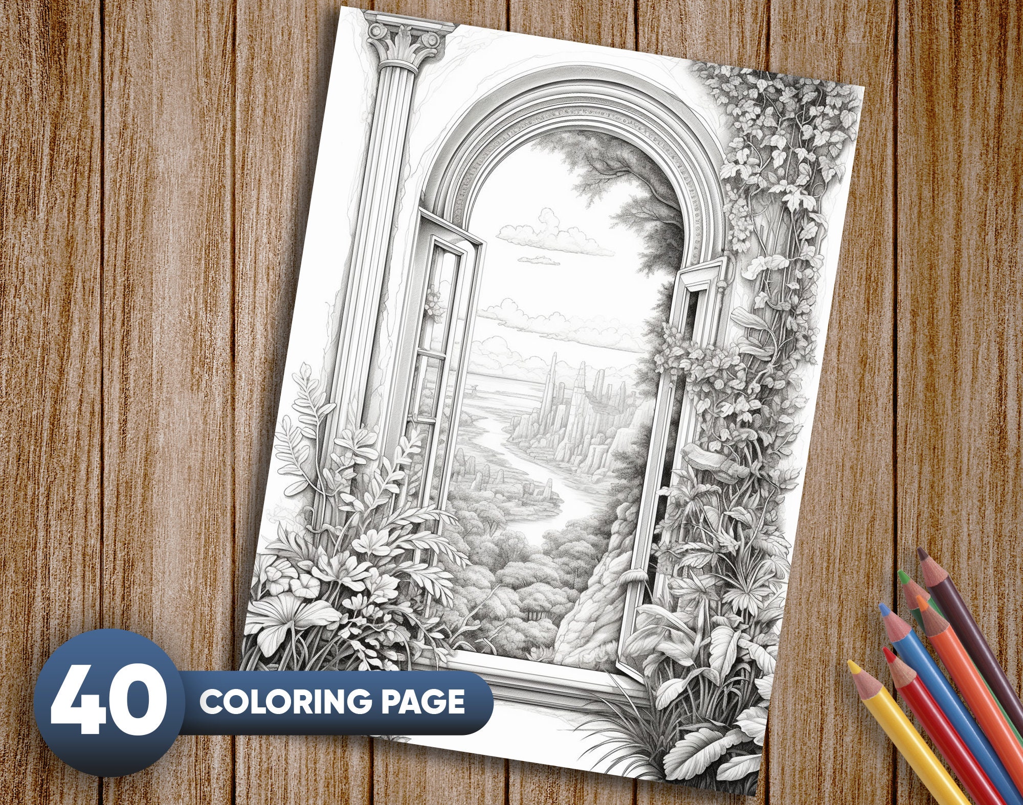 40 Window to Another World Coloring Pages for Adults Instant - Etsy