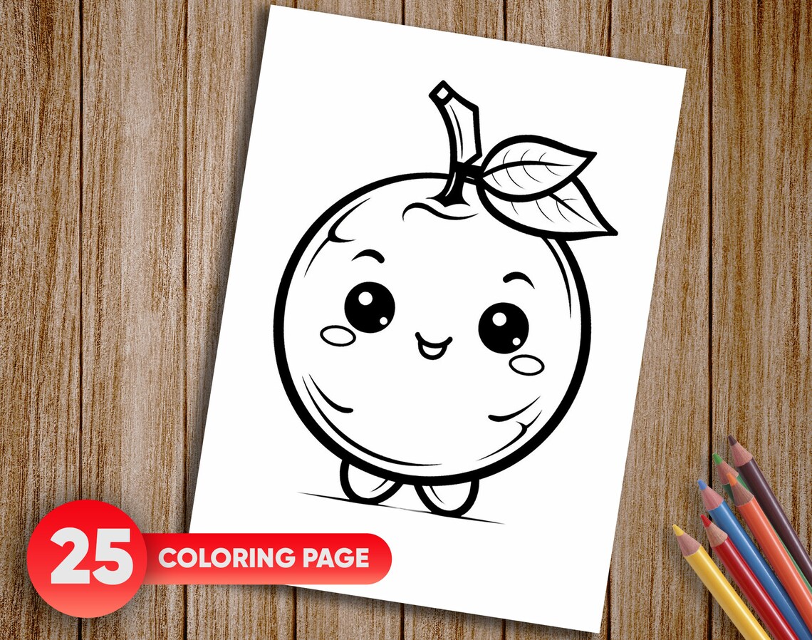 25 Preschool Kawaii Fruits Coloring Pages for Kids Instant - Etsy