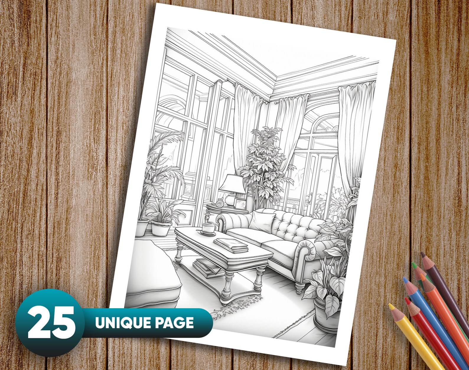 Interior Design Coloring Page Relax and De-stress With These Beautiful ...