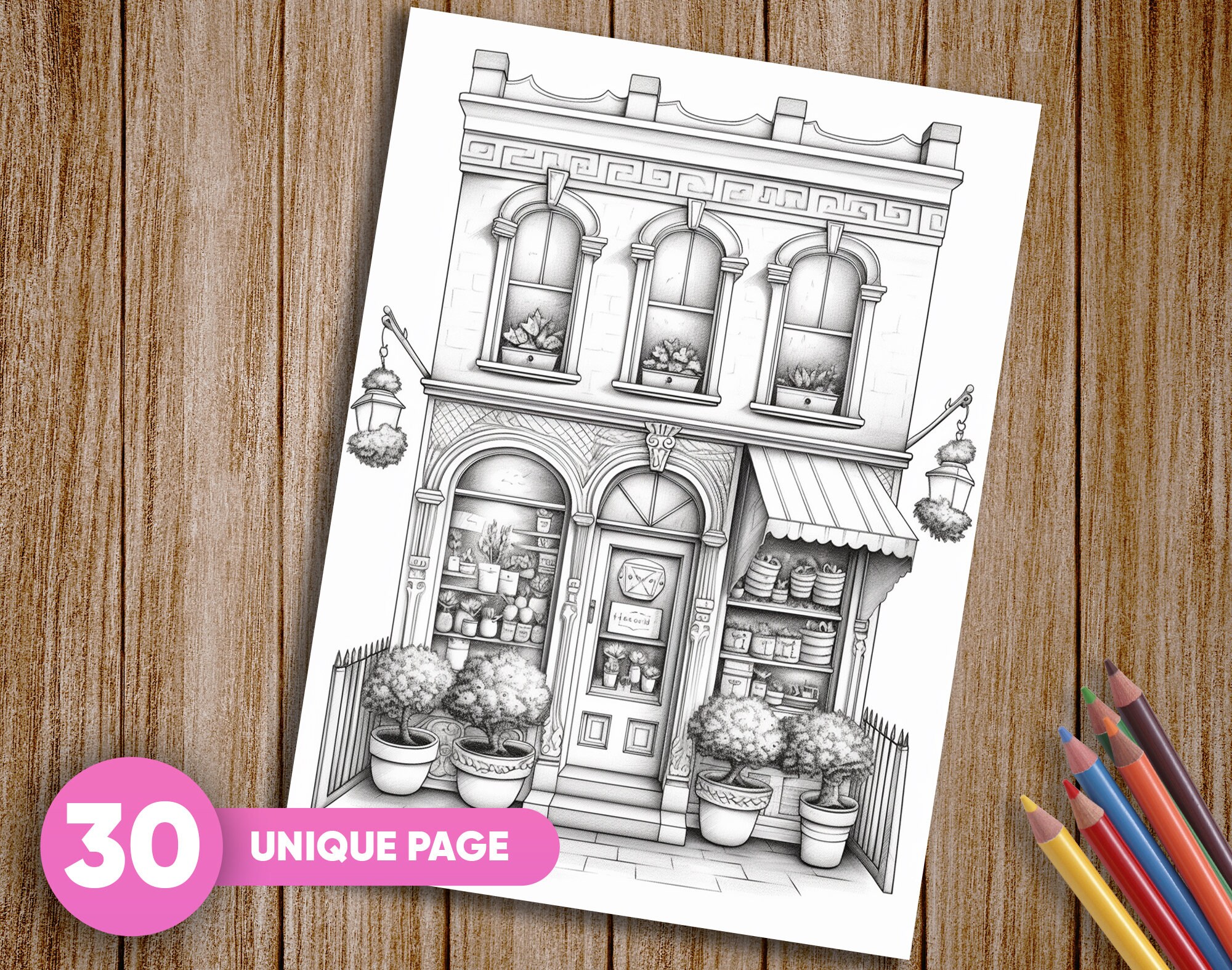 Adorable Storefront Coloring Printables Cute Storefronts - Etsy