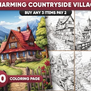 40 Village Charm Coloring Pages, Charming Countryside Coloring Page ...