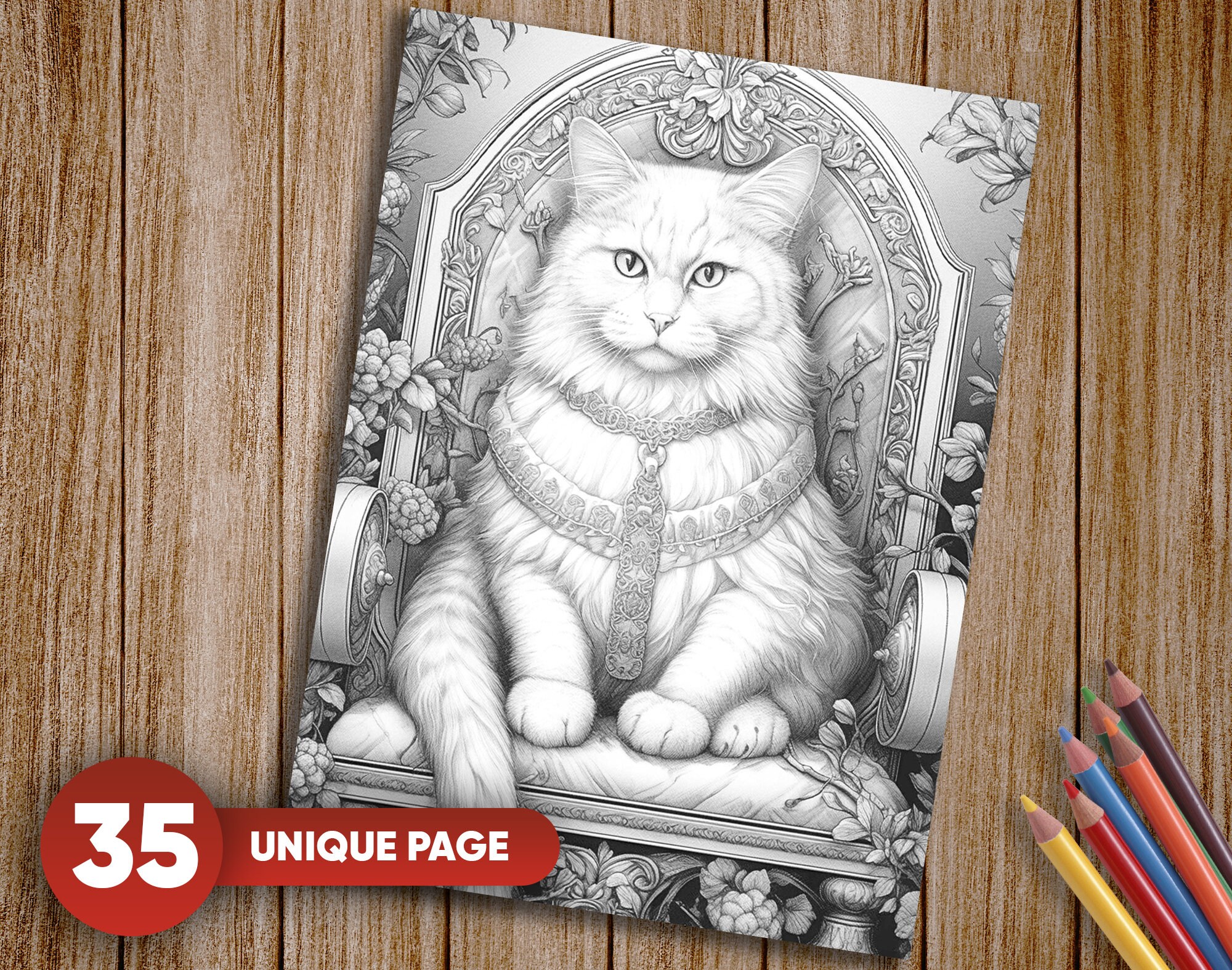 Royal King Cats 35 Coloring Pages, for Adults and Kids, Instant ...