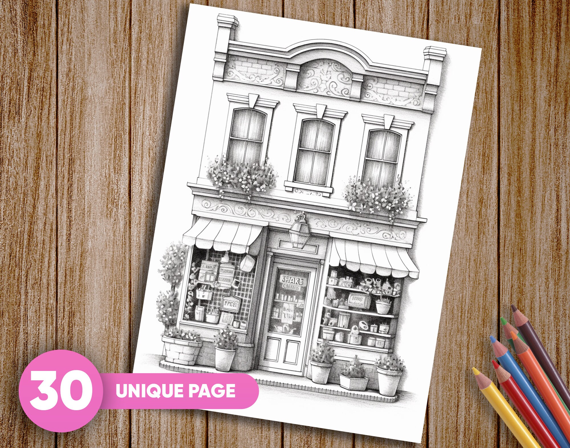 Adorable Storefront Coloring Printables Cute Storefronts - Etsy