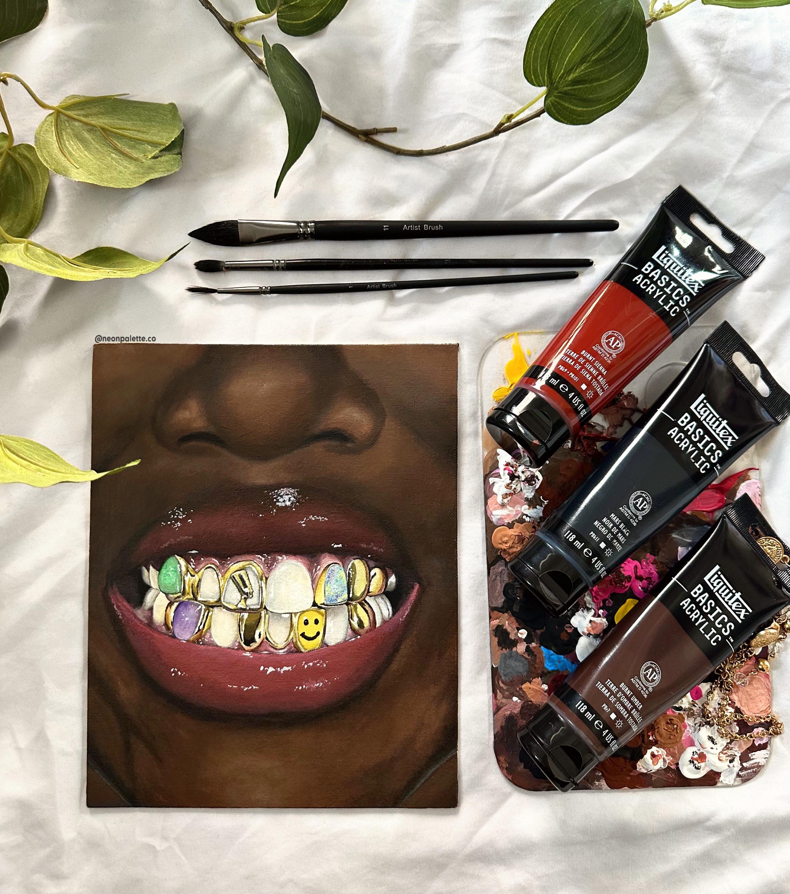 Candy Grillz | Black Woman Gold Grillz Art Print | Aesthetic Urban ...