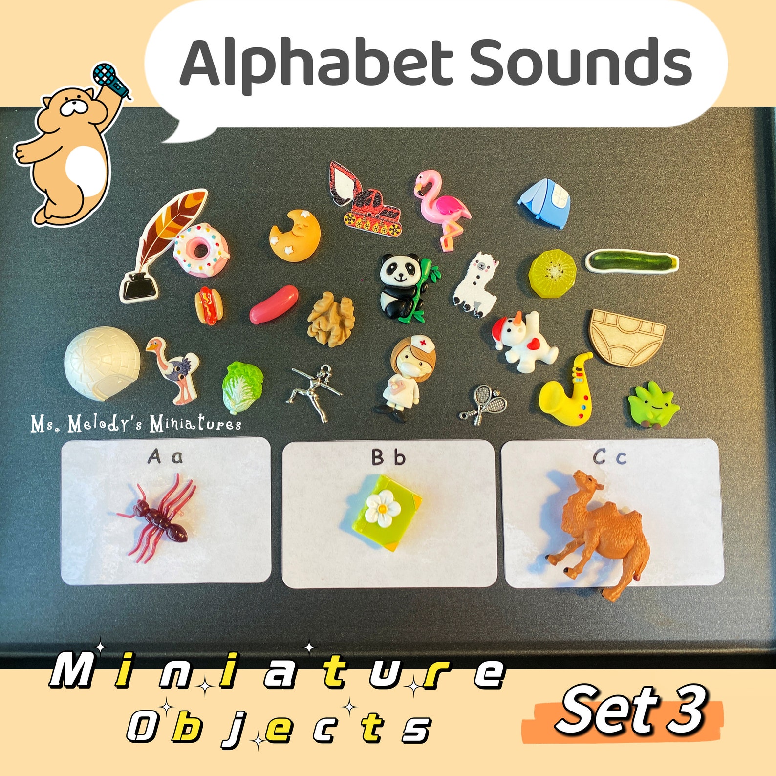 Alphabet Sound Miniature Objects, 26-letter Montessori Language Mini ...