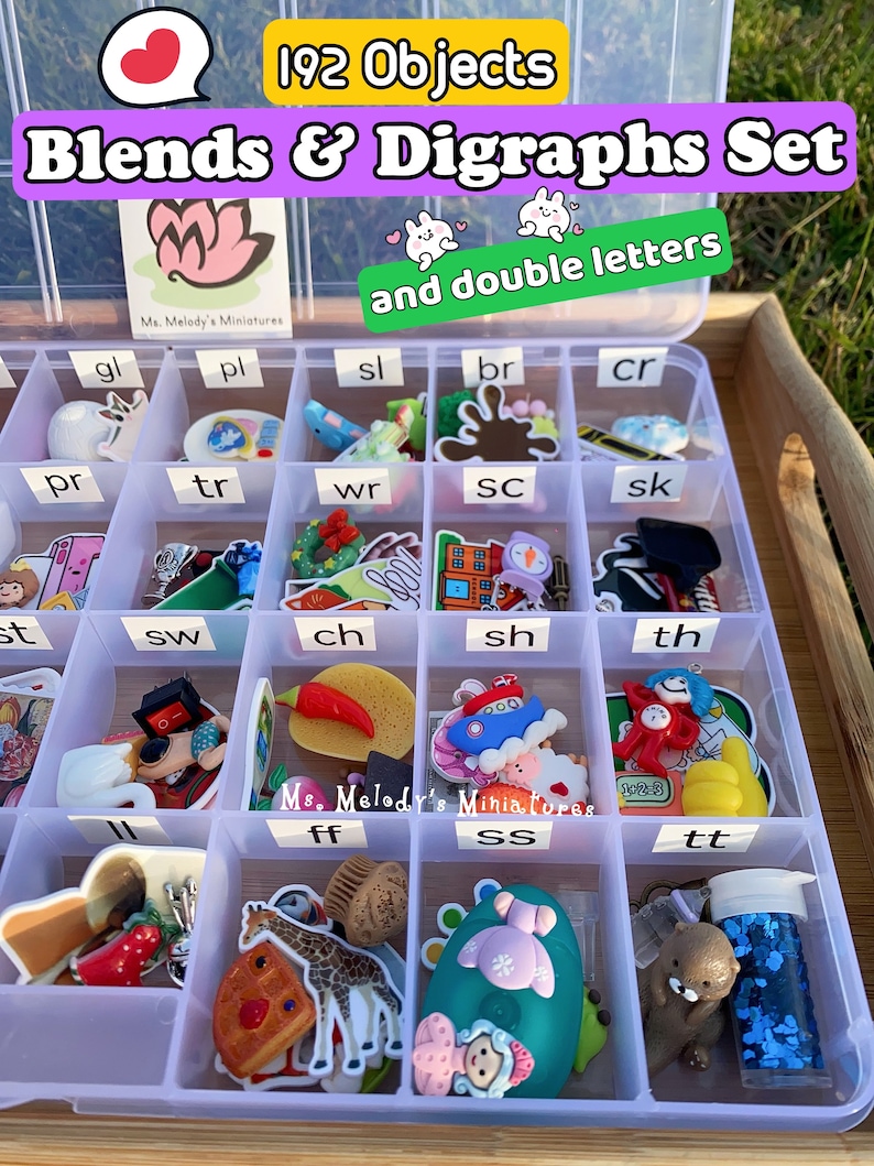 Blends Digraphs Double Letter Phonics Set Montessori Miniature Objects ...