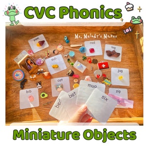 CVC Phonics Mini Objects Short Vowels Miniatures Montessori I Spy ...