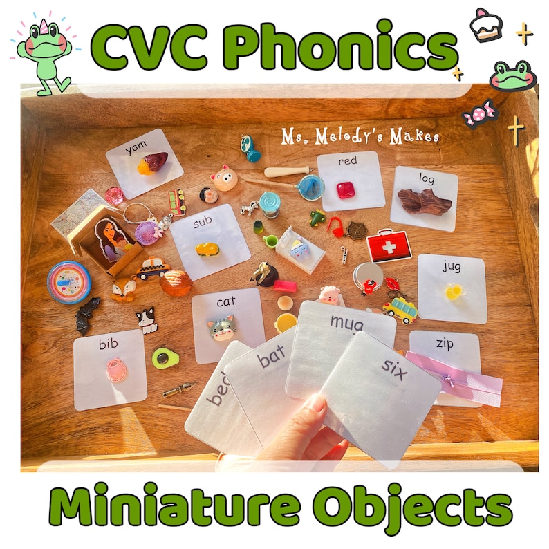 CVC Phonics Mini Objects Short Vowels Miniatures Montessori I Spy ...