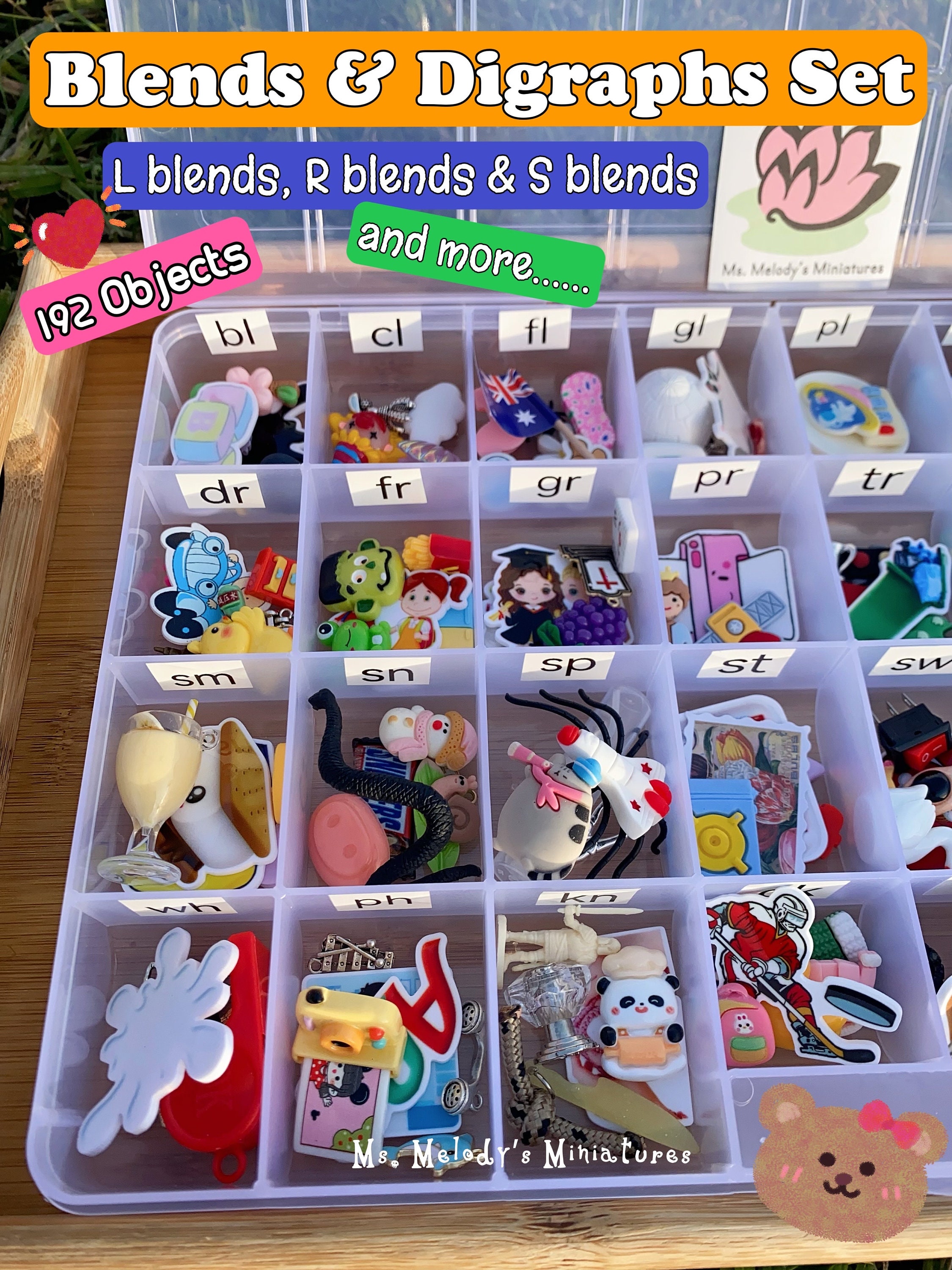 Blends Digraphs Double Letter Phonics Set Montessori Miniature Objects ...