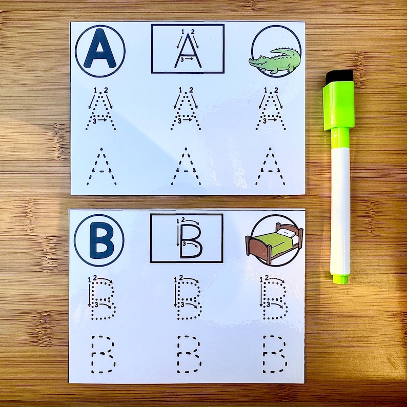 Alphabet Phonics Beginning Sound Tracing Cards Task Box Uppercase ...