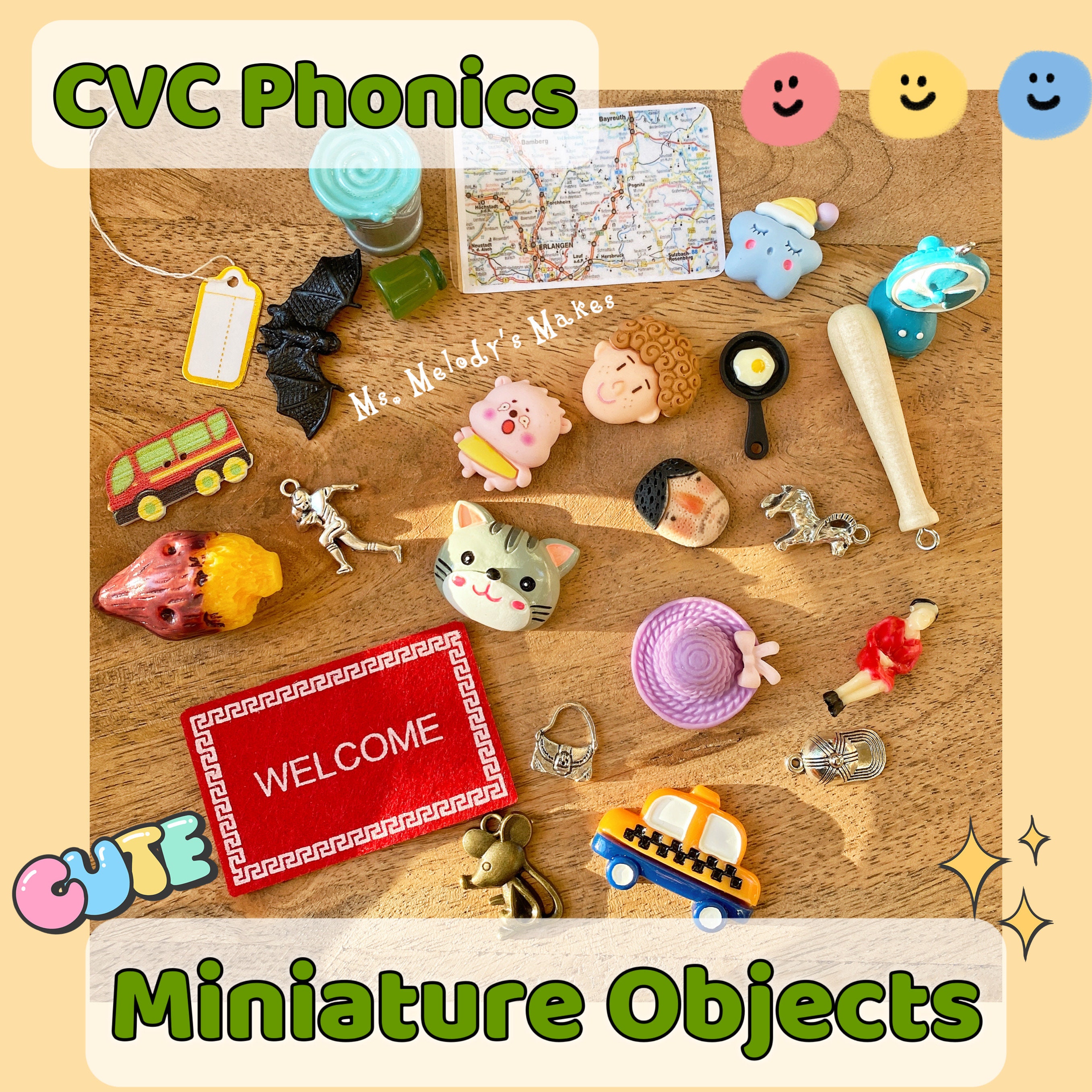 CVC Phonics Mini Objects Short Vowels Miniatures Montessori I Spy ...