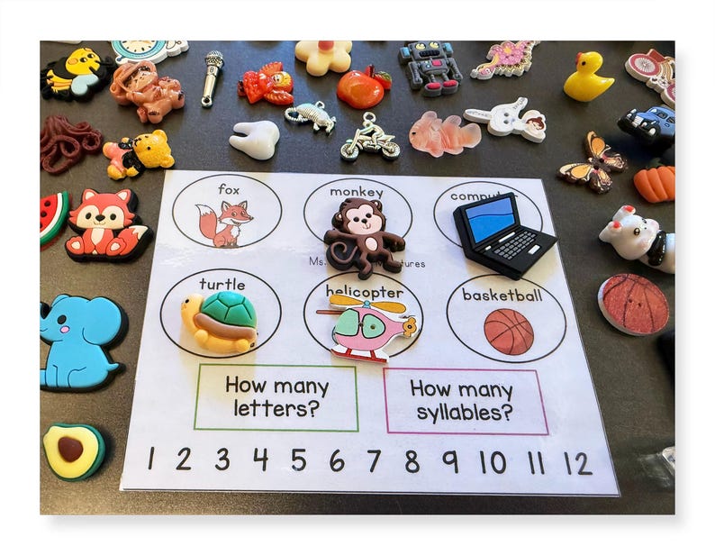 Syllable Clap & Sort Mini Object Kit, Learn Syllables Vs Letters ...