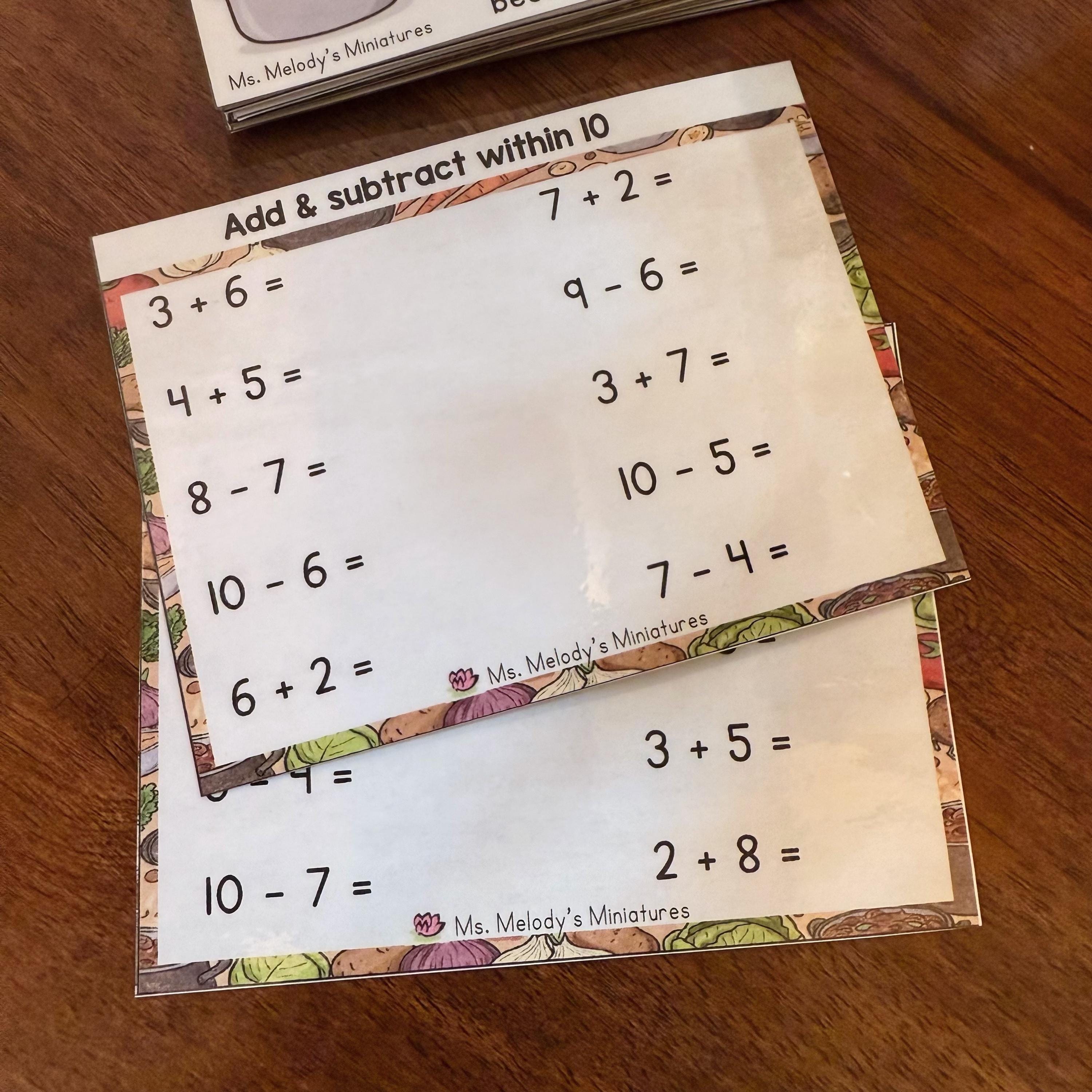 Chef Donut Word Problems Addition Subtraction Within 10, Number Sense ...