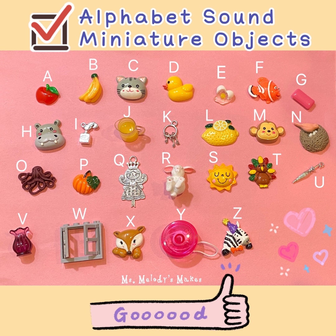 Alphabet Sound Miniature Objects, 26-letter Montessori Language Mini ...