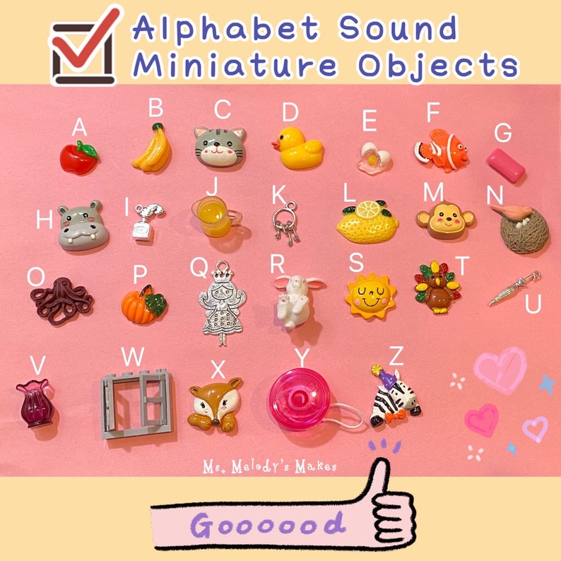 Alphabet Sound Miniature Objects, 26-letter Montessori Language Mini ...