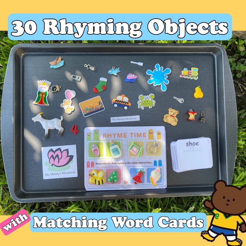 Rhyming Mini Objects, Rhyme Time, Matching Game, Phonics Activity ...