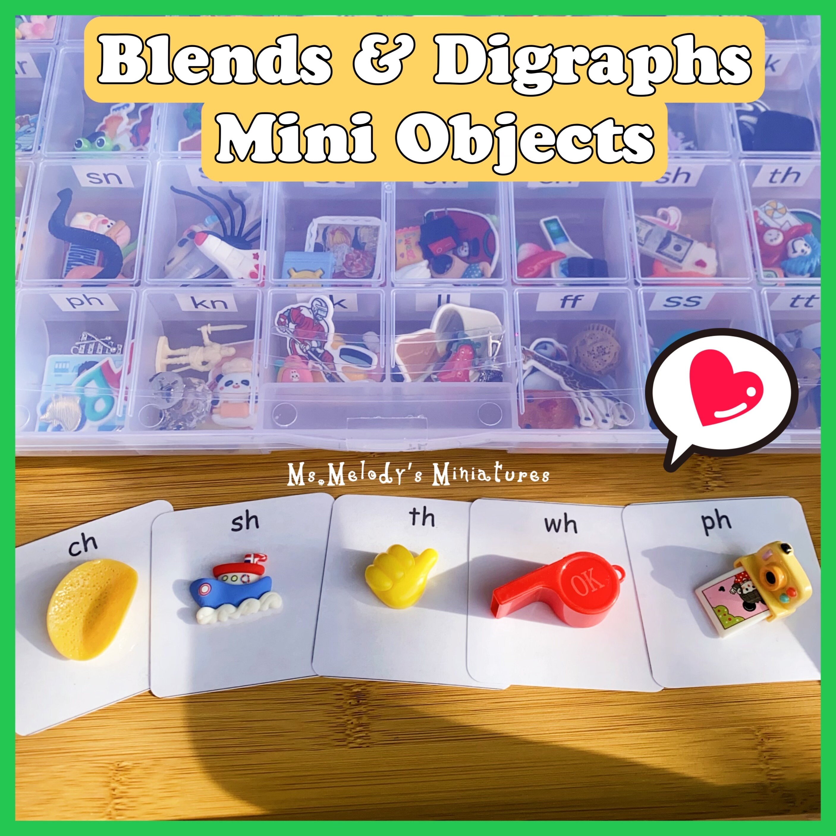 Blends Digraphs Double Letter Phonics Set Montessori Miniature Objects ...