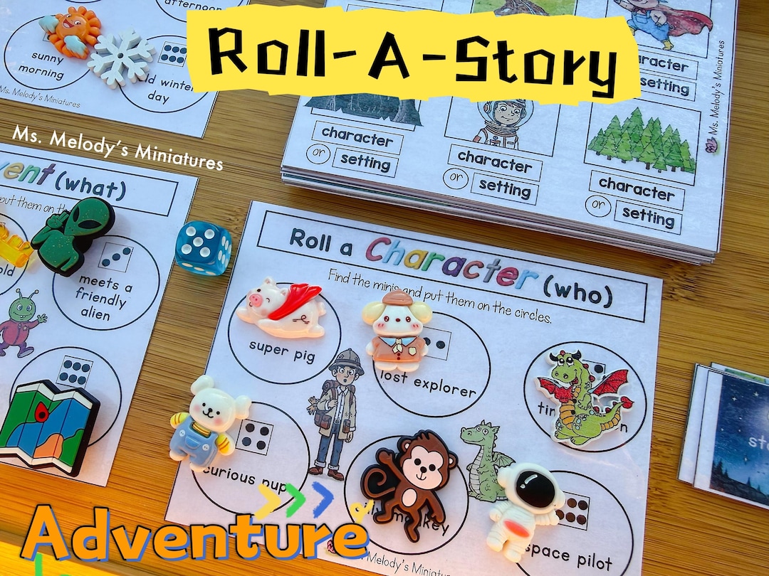 Roll-a-story Adventure Mini Objects Writing Kit, Story Elements ...