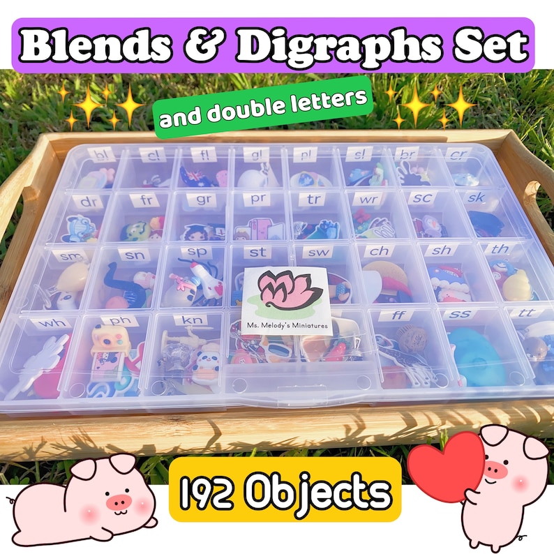Blends Digraphs Double Letter Phonics Set Montessori Miniature Objects ...