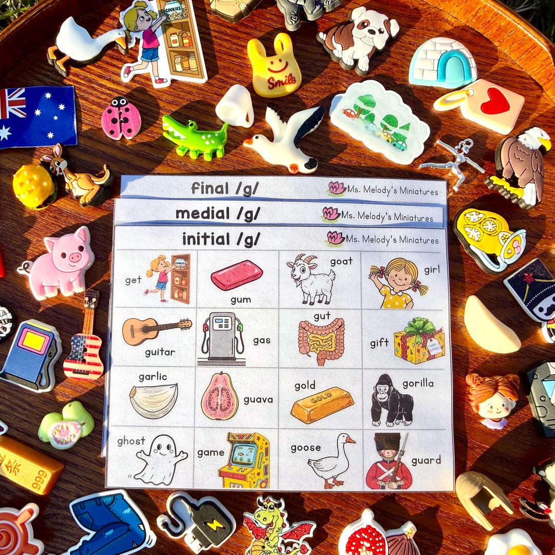 Articulation Speech Therapy Language Mini Objects /g/ Words Initial ...