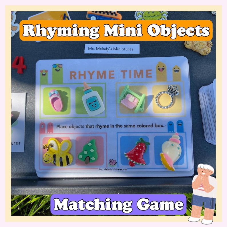 Rhyming Mini Objects, Rhyme Time, Matching Game, Phonics Activity ...
