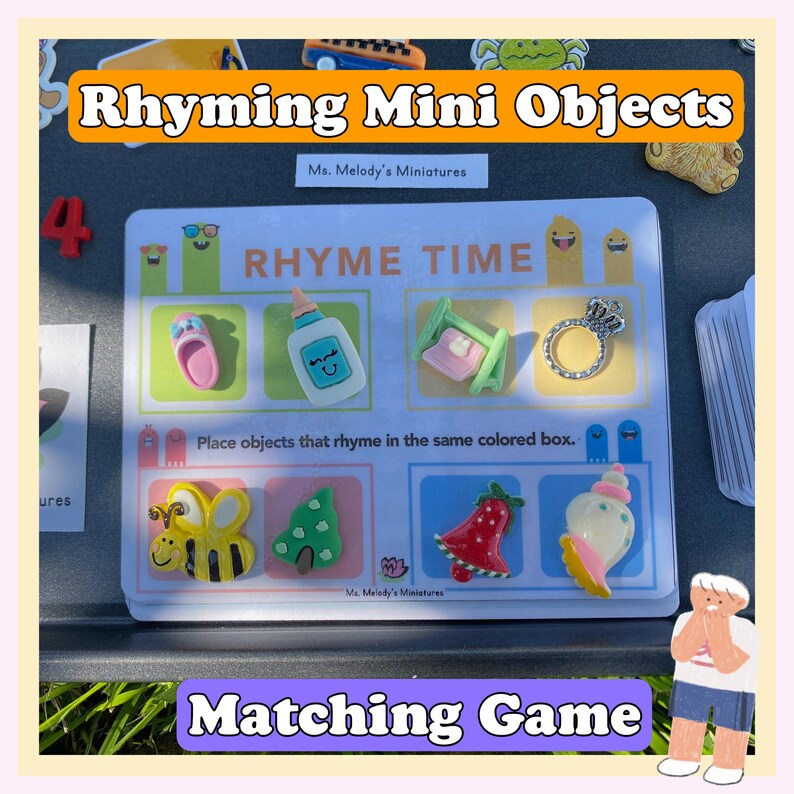 Rhyming Mini Objects, Rhyme Time, Matching Game, Phonics Activity ...