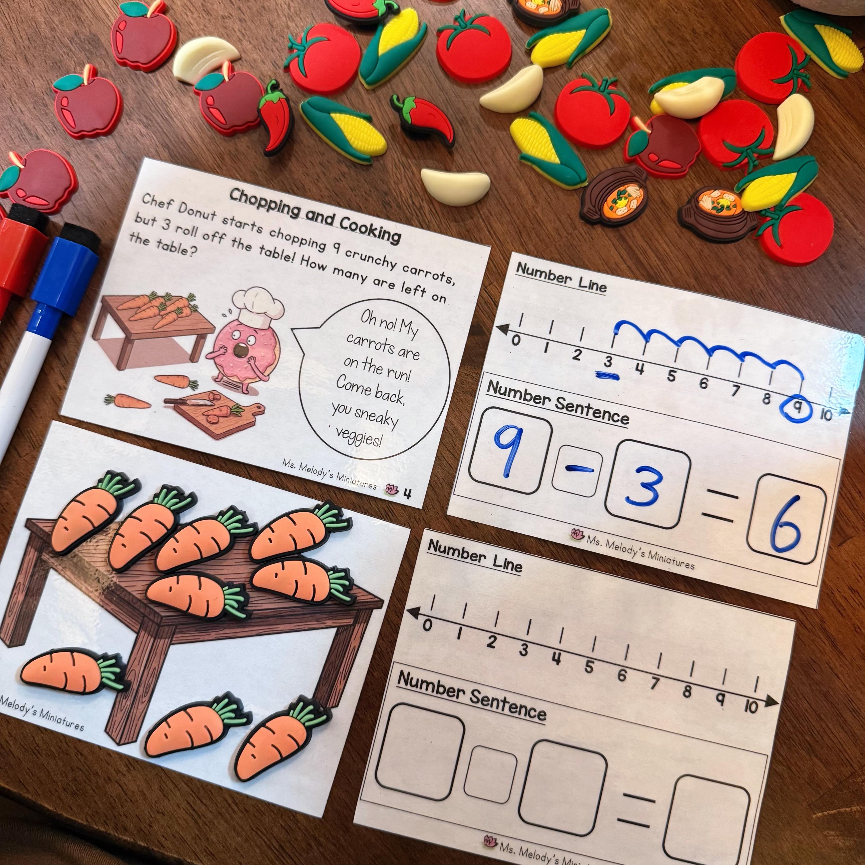 Chef Donut Word Problems Addition Subtraction Within 10, Number Sense ...