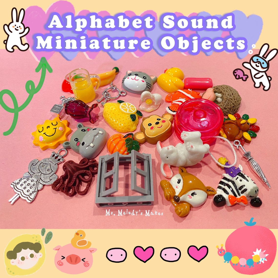 Alphabet Sound Miniature Objects, 26-letter Montessori Language Mini ...
