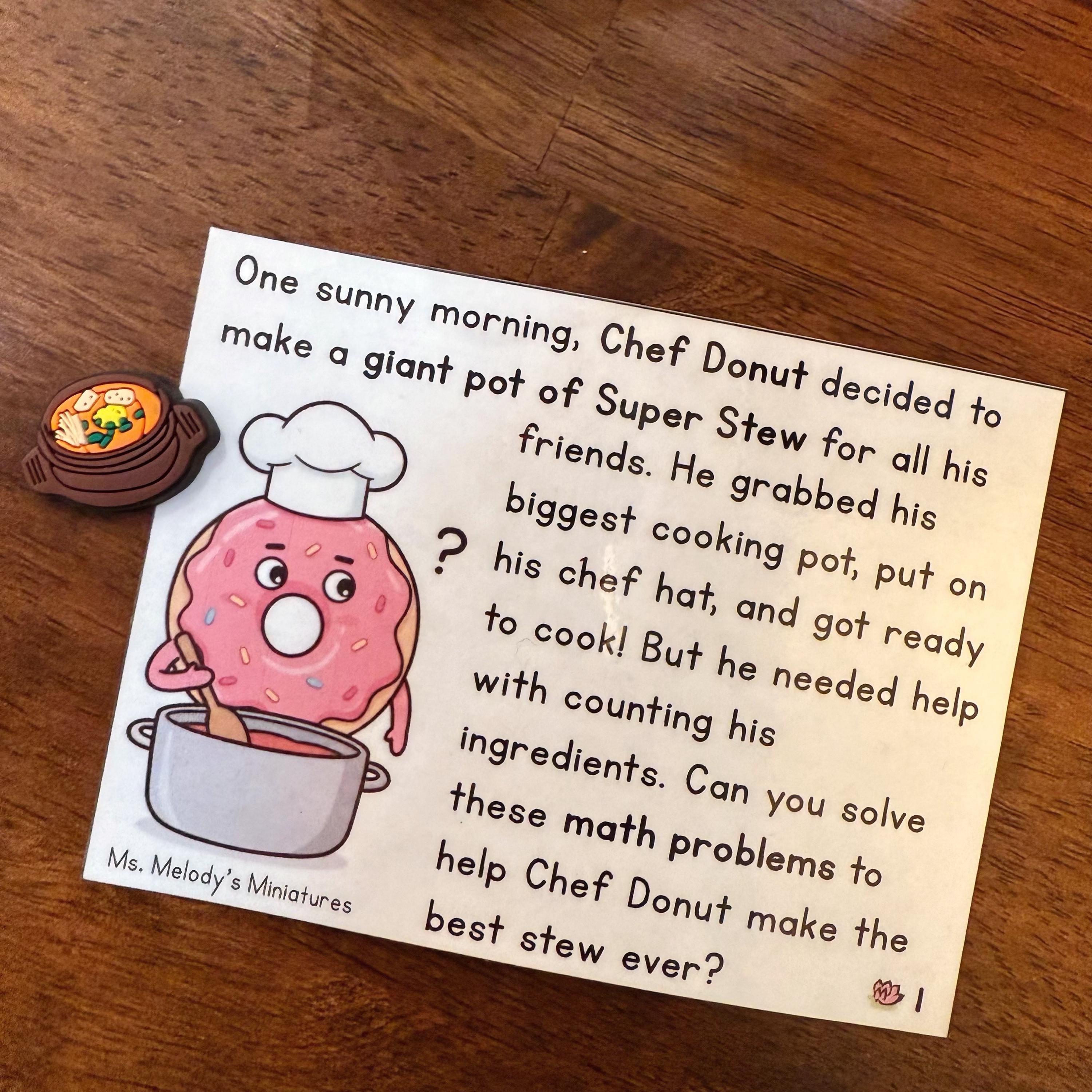 Chef Donut Word Problems Addition Subtraction Within 10, Number Sense ...