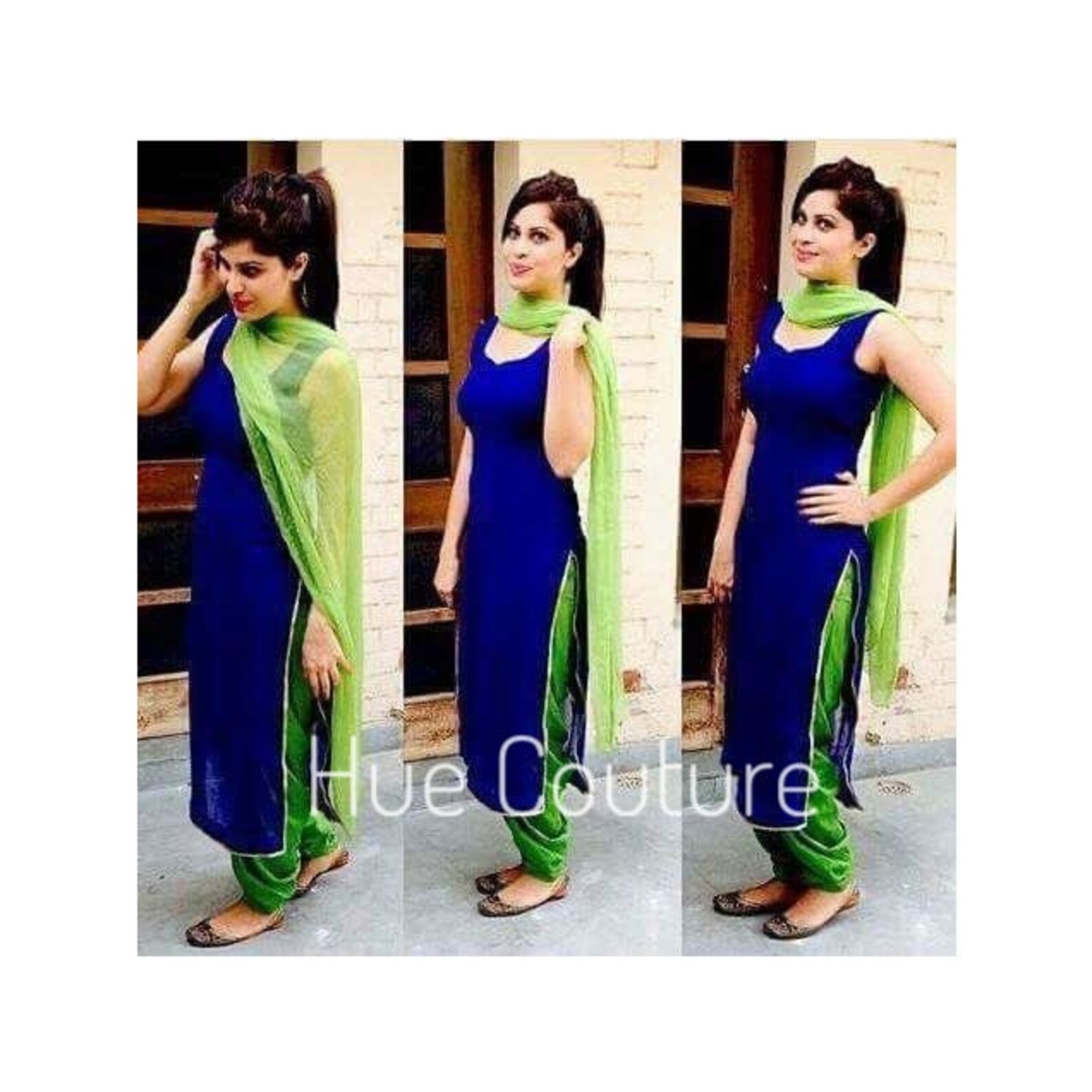 Fully Stitched Green Georgette Punjabi Salwar Kameez and Dupatta ...