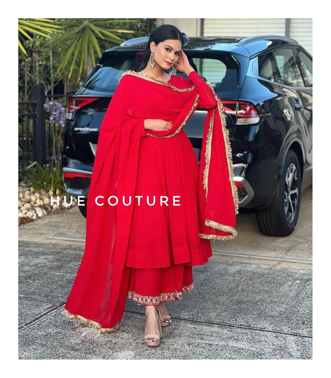 Hot Red Anarkali Frock Suit Anarkali Pallazo Suit Made to Measure Suit ...