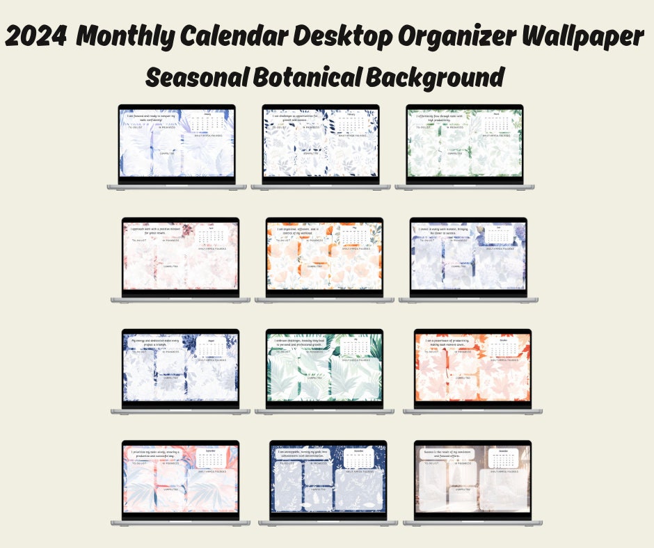 2024 Monthly Desktop Organizer Wallpaper 4K Digital Flora Desktop ...