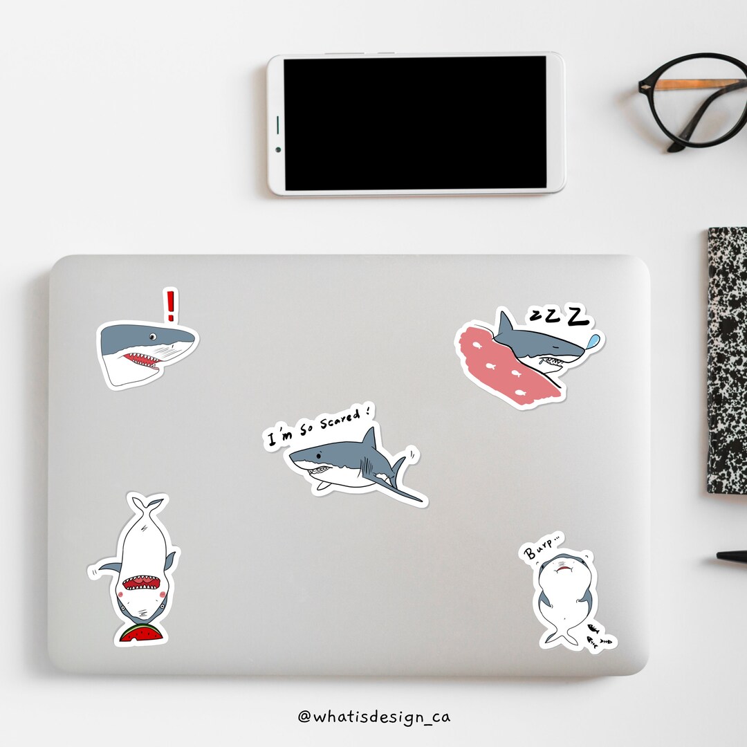 Shark Sticker Gift Pack | Shark Die-cut Vinyl Sticker | Shark Stickers ...