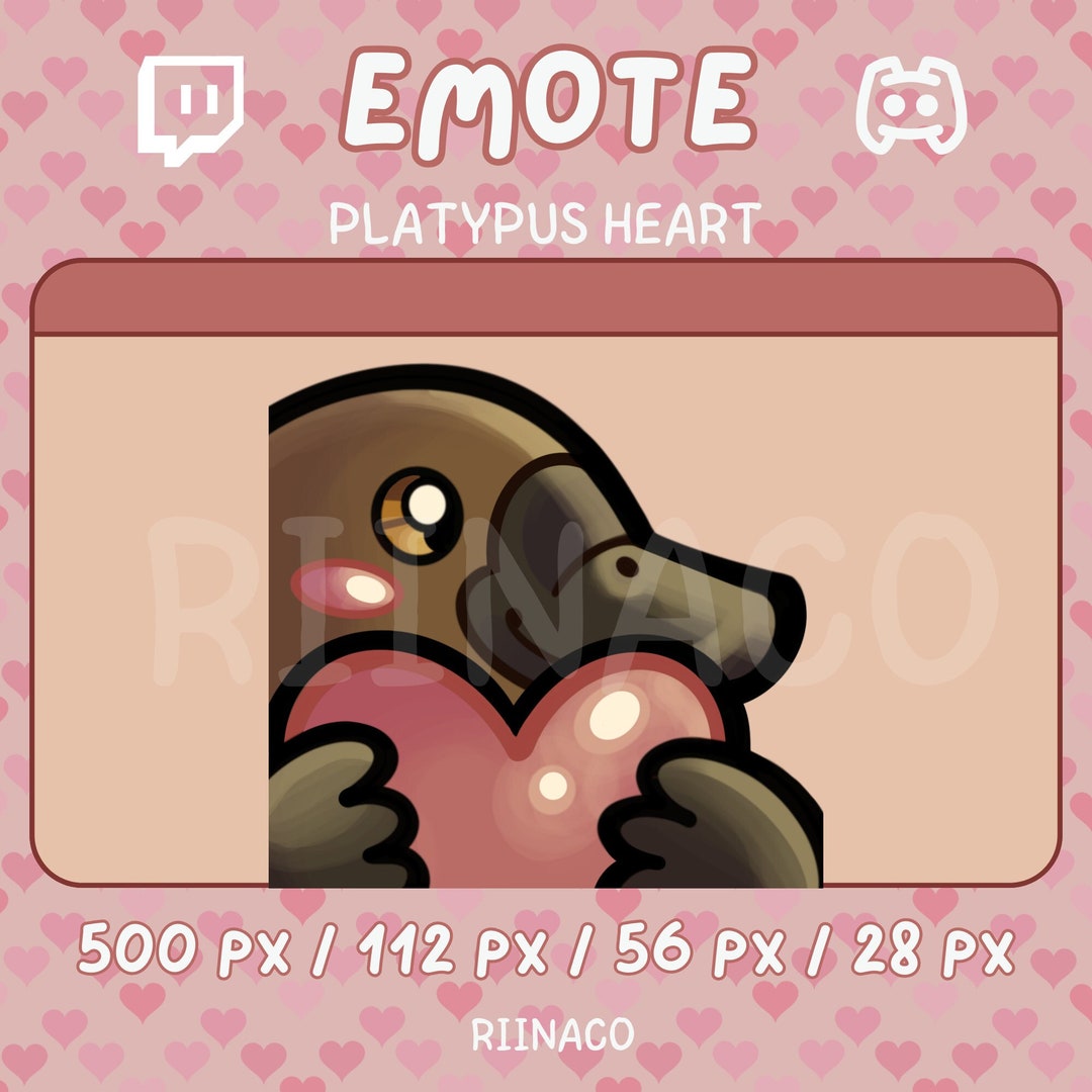 Platypus Love Heart / Premade Twitch Discord Youtube Emote Icon ...