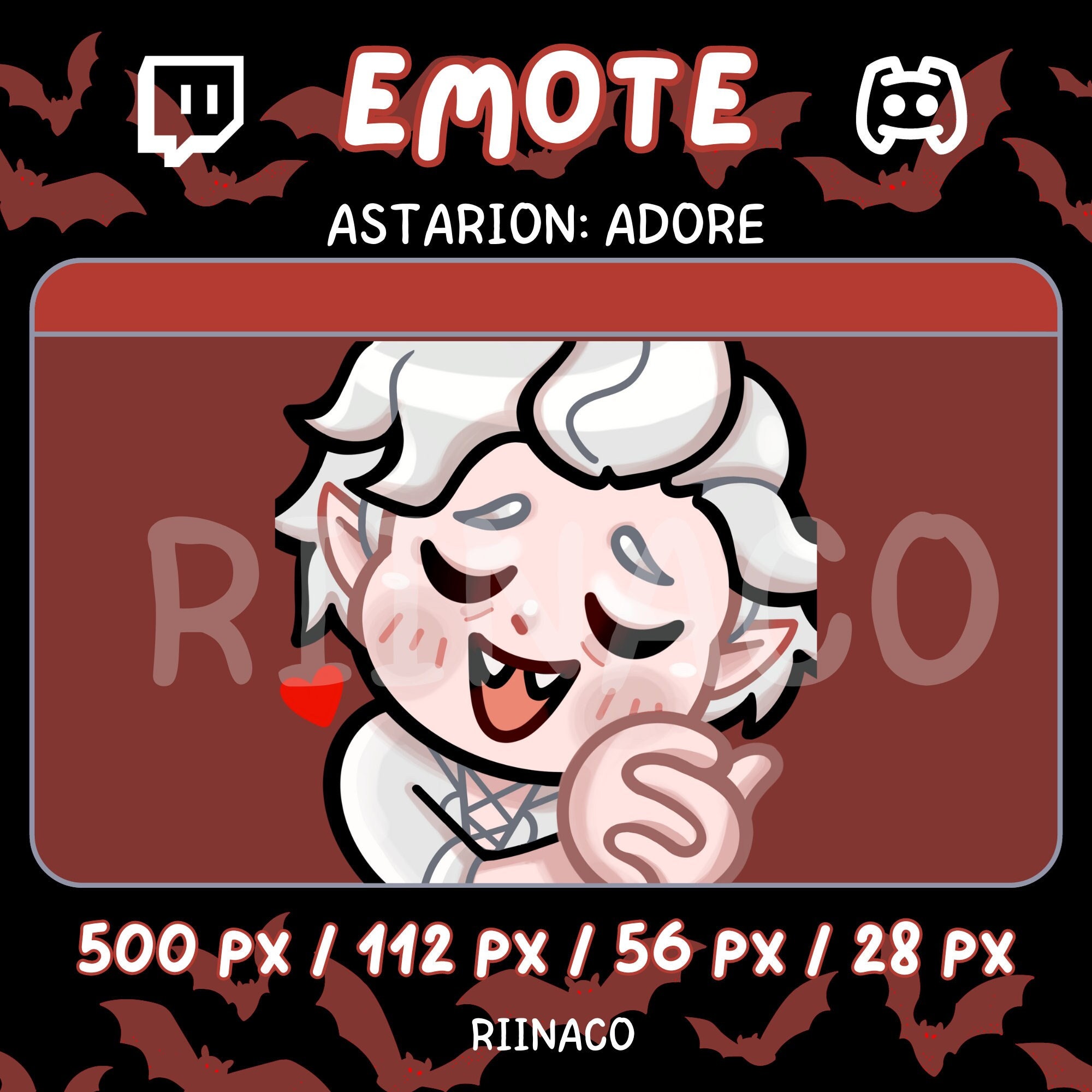 Baldur's Gate 3 BG3 Astarion Adore / Premade Emote Icon Twitch Discord ...