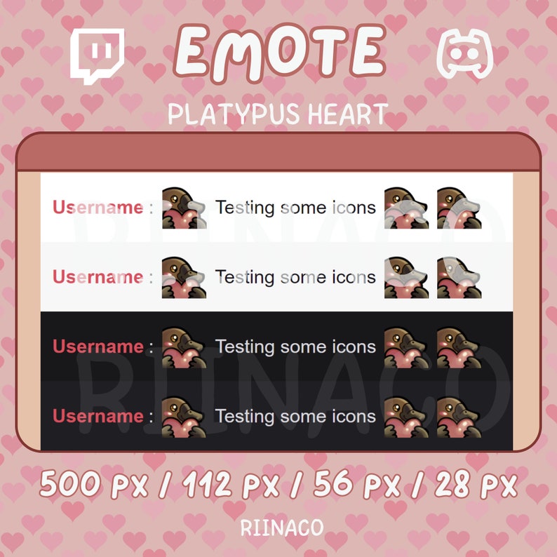 Platypus Love Heart / Premade Twitch Discord Youtube Emote Icon ...