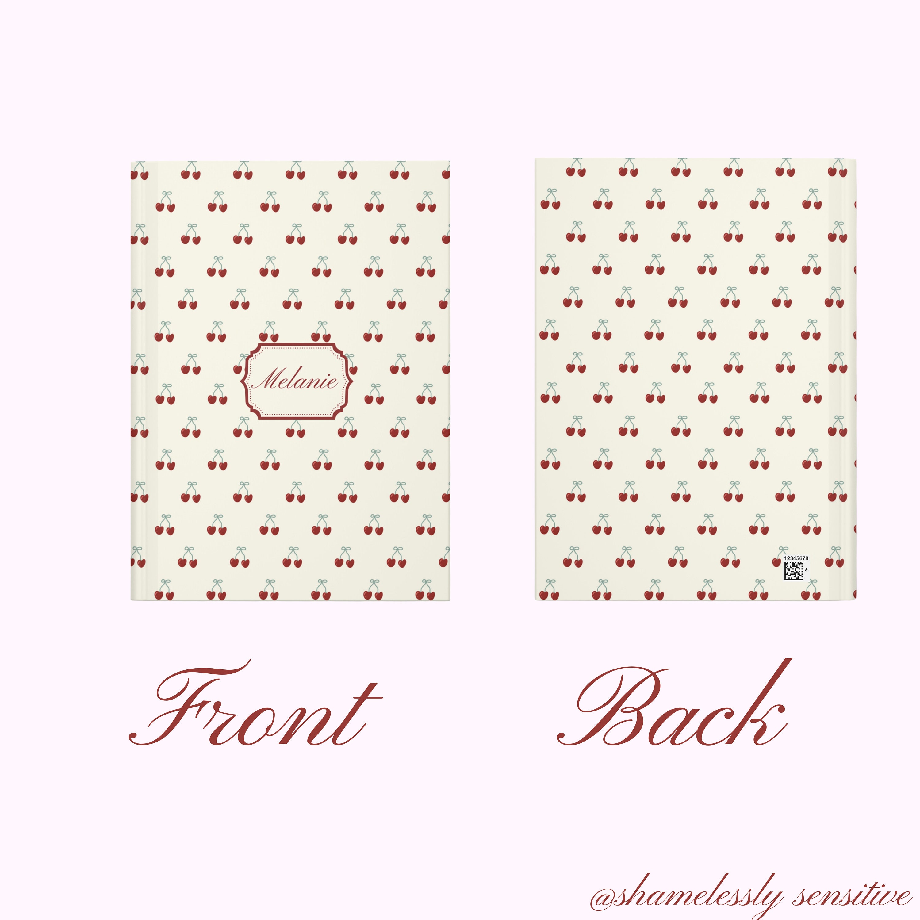Coquette Personalized Journal Cherry Bow Notebook Cursive Name Custom ...
