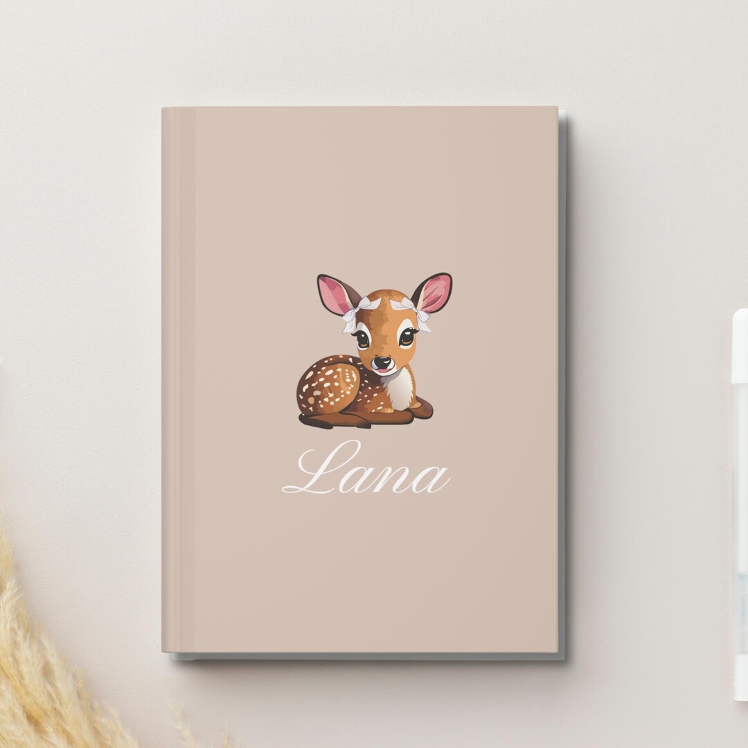 Coquette Fawn Personalized Coquette Journal Baby Deer Bow Notebook ...