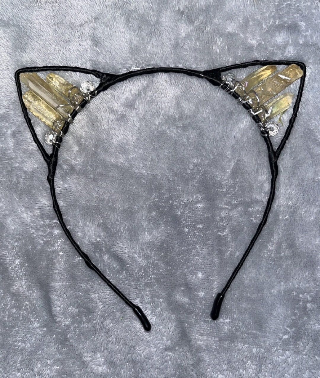 Citrine Crystal Cat Ears Headband Crystal Head Piece - Etsy