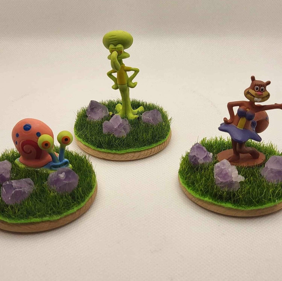 Spongebob Character Figurines Kids Decor Amethyst Clusters Healing ...
