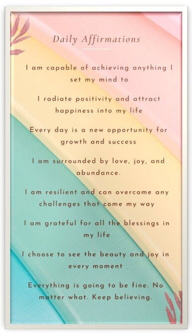 Daily Affirmations Poster download - Etsy
