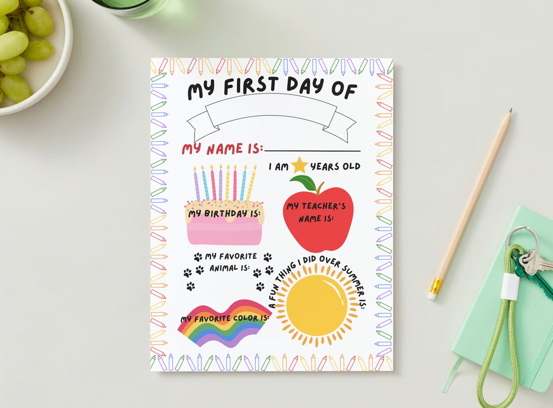 First Day of School Activity Sheet | Elementary All About Me With Grade ...