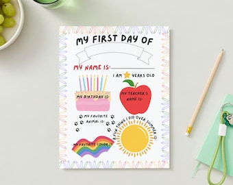 Colorable First Day of School Activity Sheet | Elementary All About Me ...