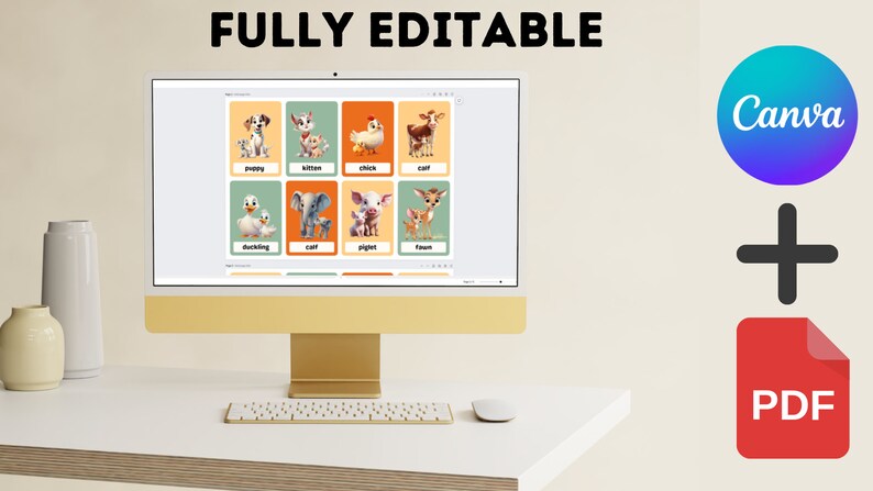 24 Baby Animal Flash Cards PDF Printable Cards - Etsy