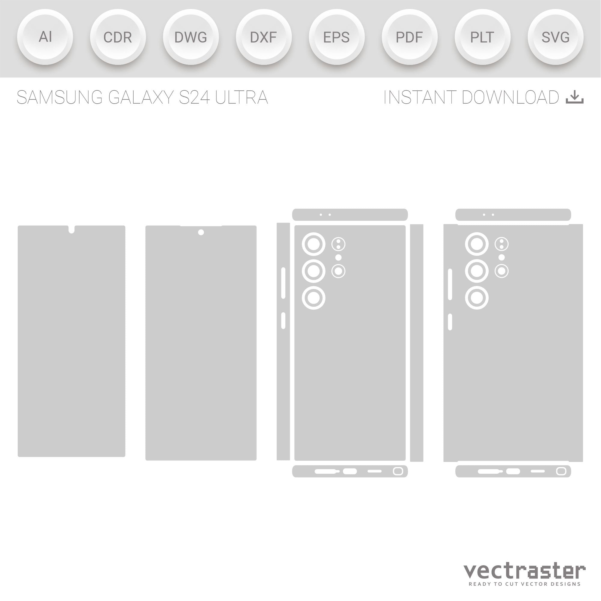 Samsung Galaxy S24 Ultra Vector Cut File for Vinyl Wrapping ...