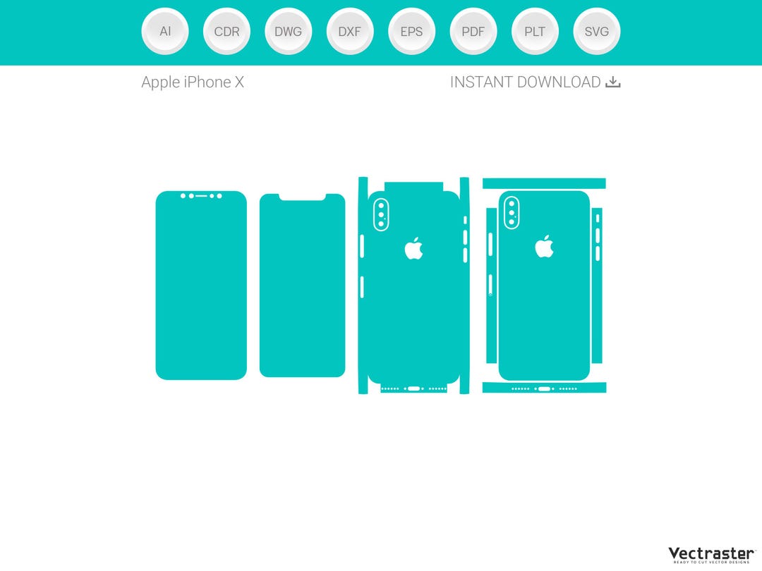 Apple iPhone X - Vector Cut File for Vinyl Wrapping & Protective Films ...